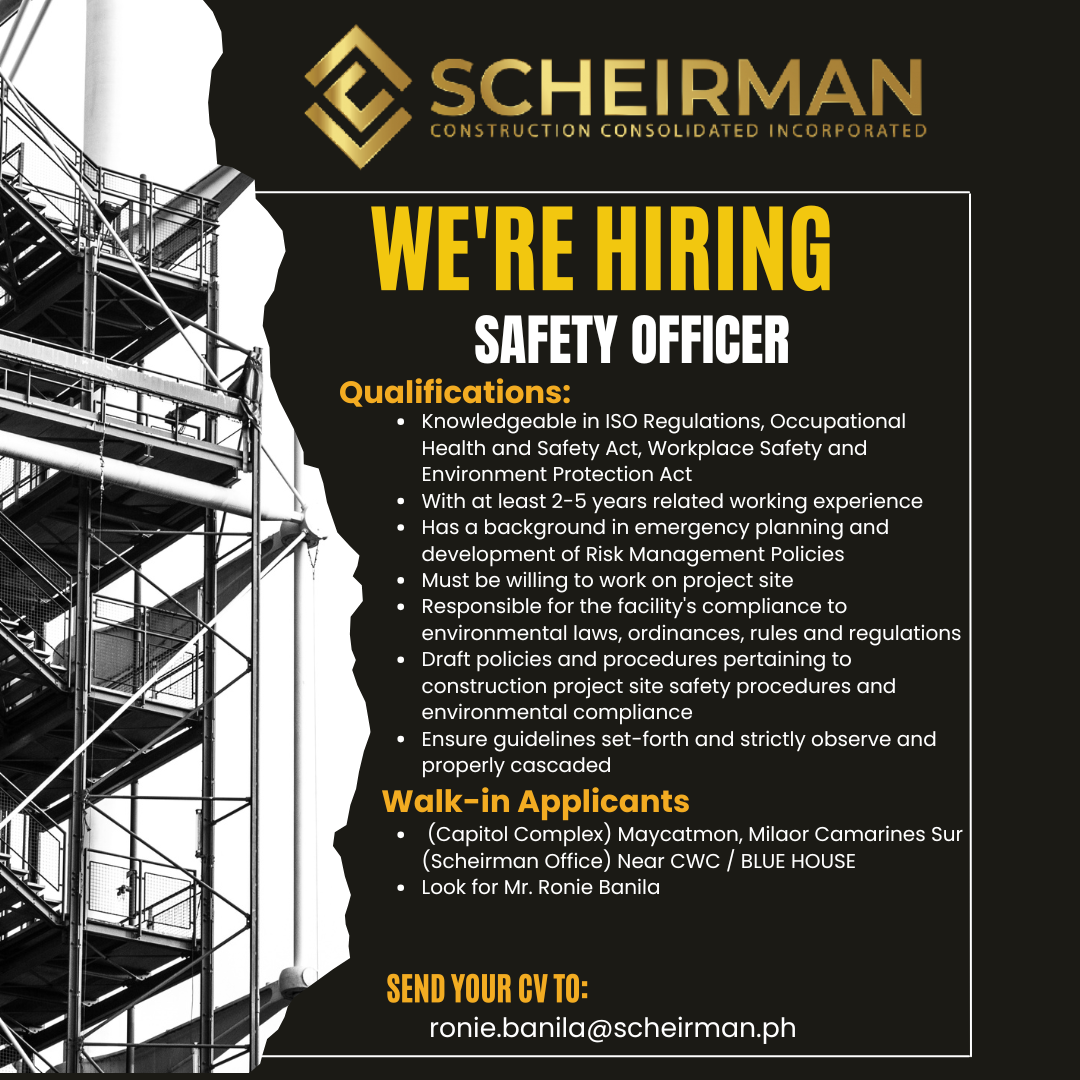 Announcements | SAFETY OFFICER AT SCHEIRMAN CONSTRUCTION CONSOLIDATED INC.